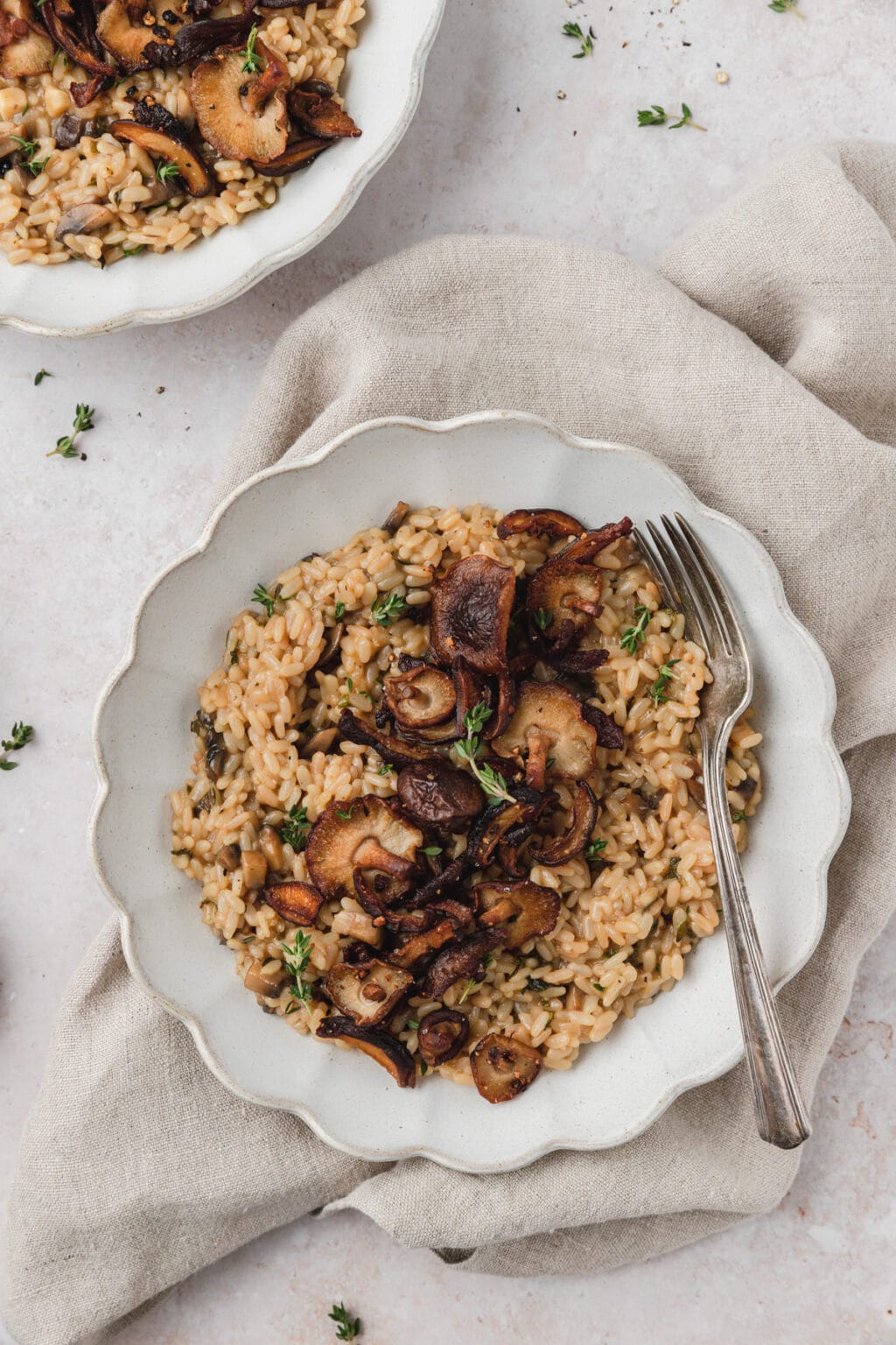 Mushroom Risotto with Crispy Shiitakes Recipe ~ Barley & Sage
