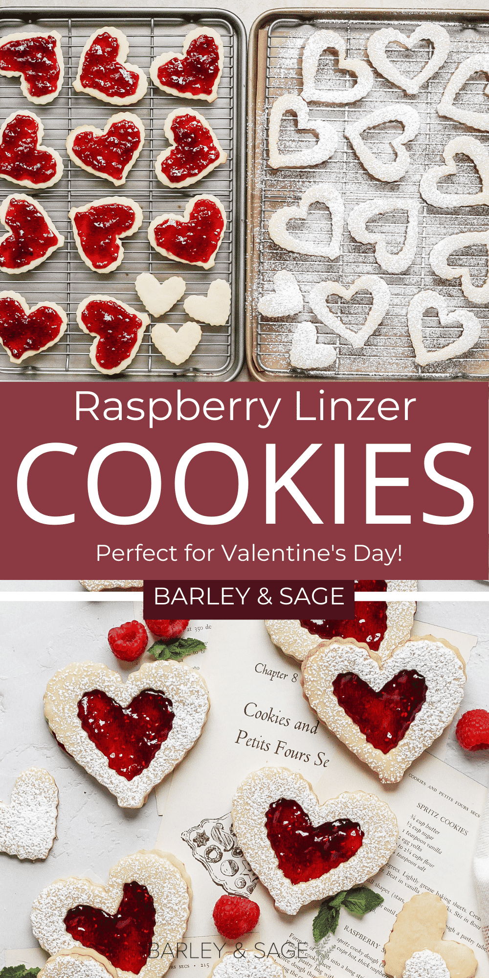 Heart Shaped Raspberry Linzer Cookies Recipe ~ Barley & Sage