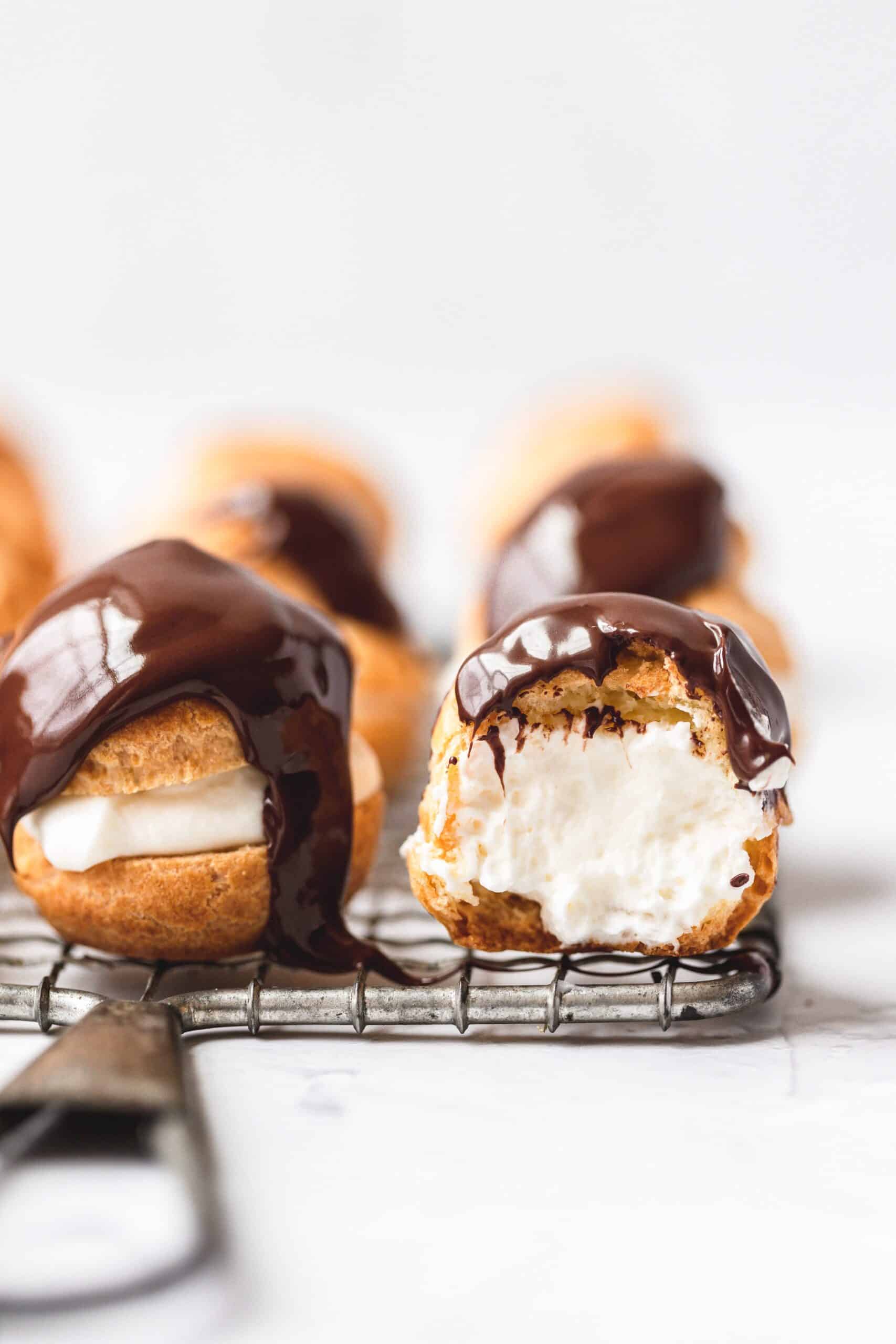 Mini Chocolate Covered Cream Puffs Recipe ~ Barley & Sage