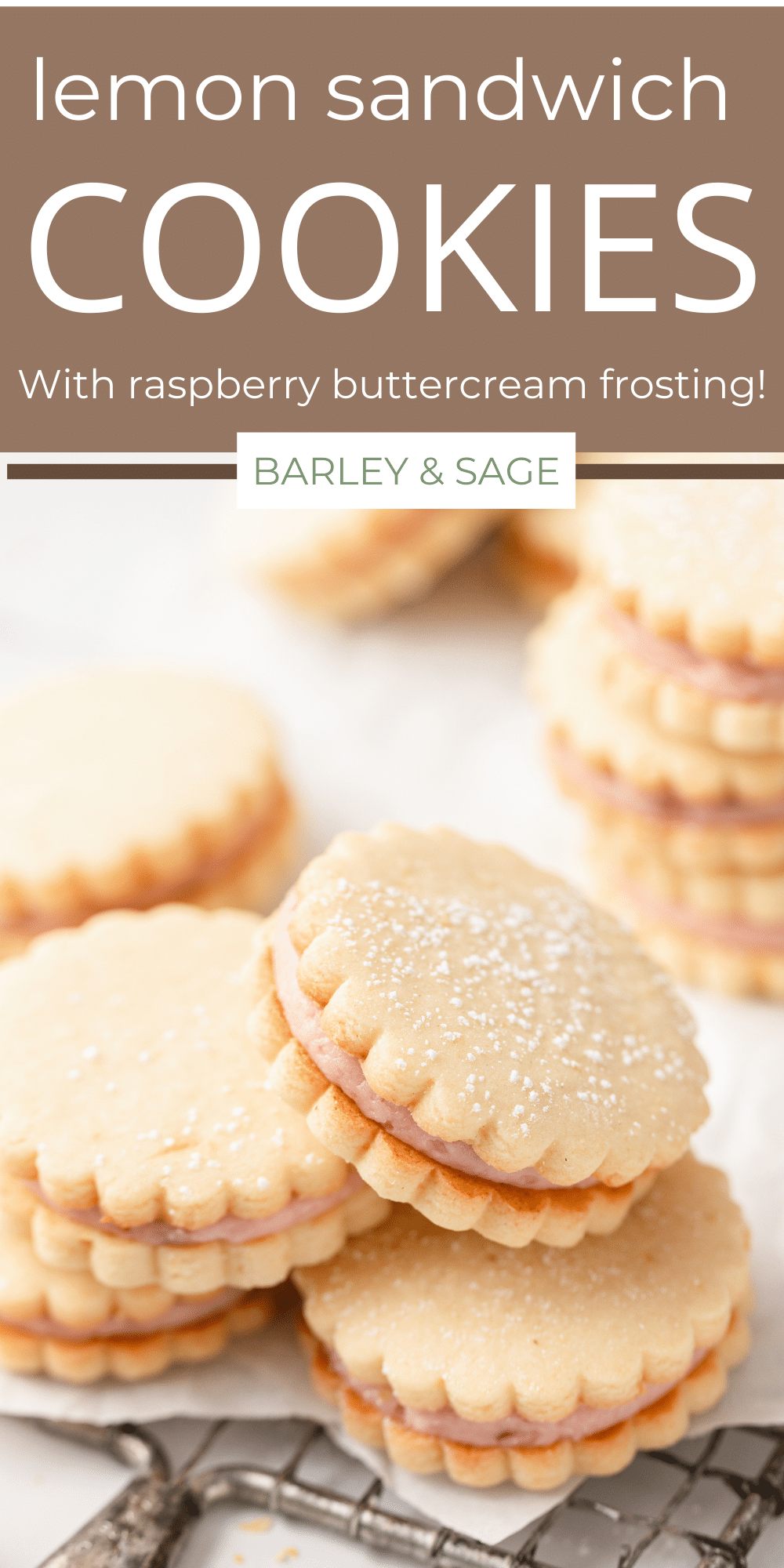 Lemon Sandwich Cookies with Raspberry Filling ~ Barley & Sage