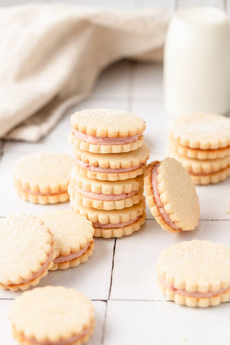 Lemon Sandwich Cookies with Raspberry Filling ~ Barley & Sage