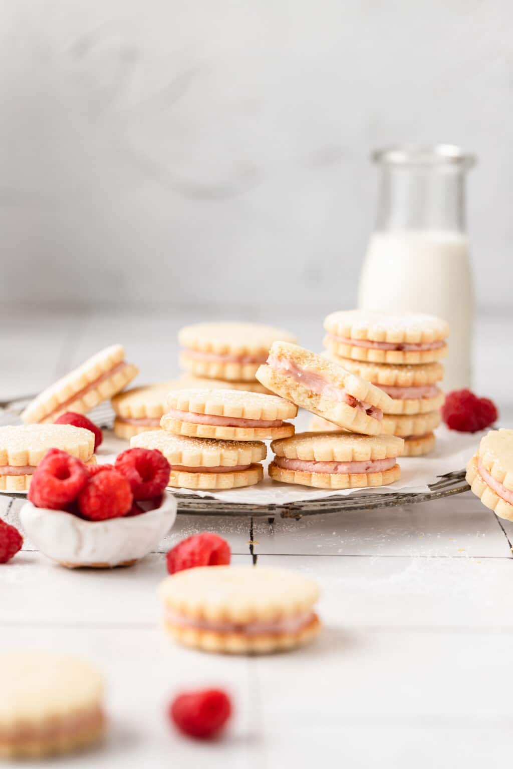 Lemon Sandwich Cookies with Raspberry Filling ~ Barley & Sage
