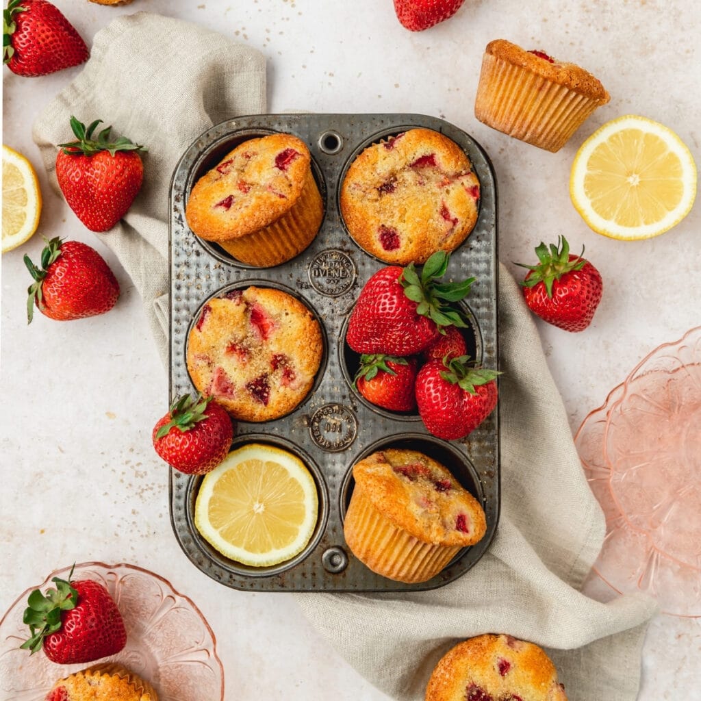 Strawberry Lemon Muffins Recipe ~ Barley & Sage