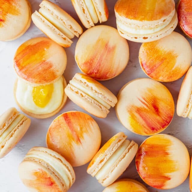 Peach Macarons with Fresh Peaches and Cream Recipe ~ Barley & Sage