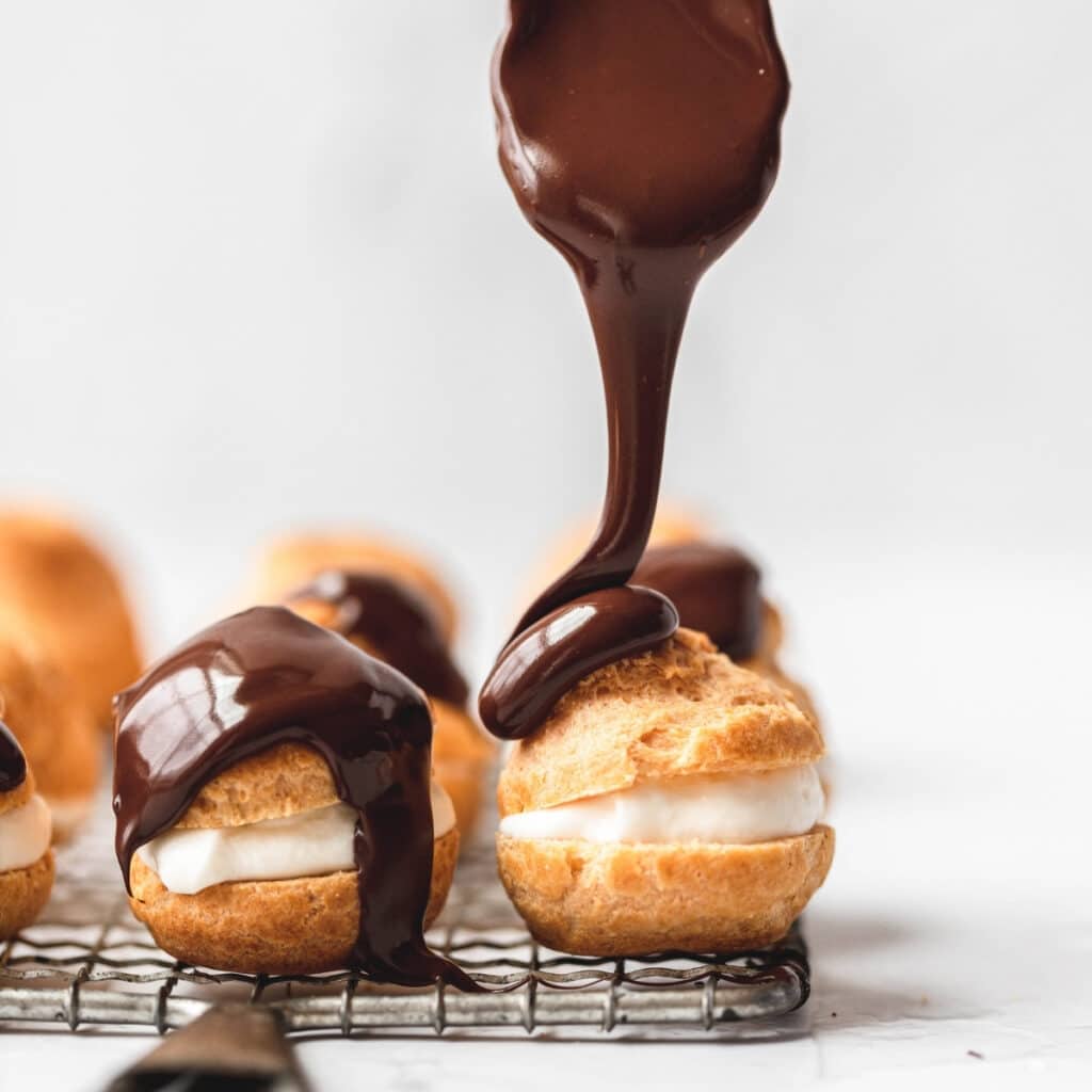 Mini Chocolate Covered Cream Puffs Recipe ~ Barley & Sage