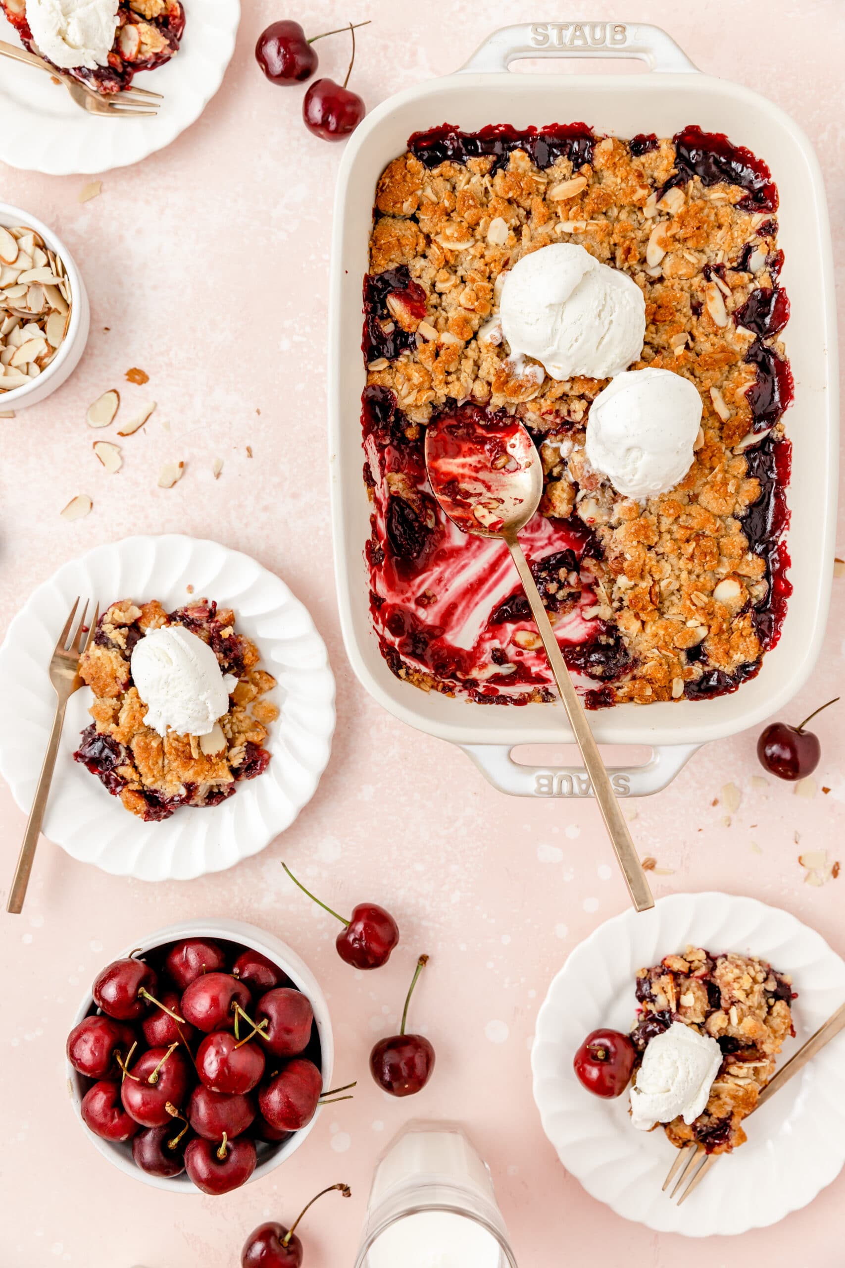Easy Cherry Almond Crisp Recipe ~ Barley & Sage