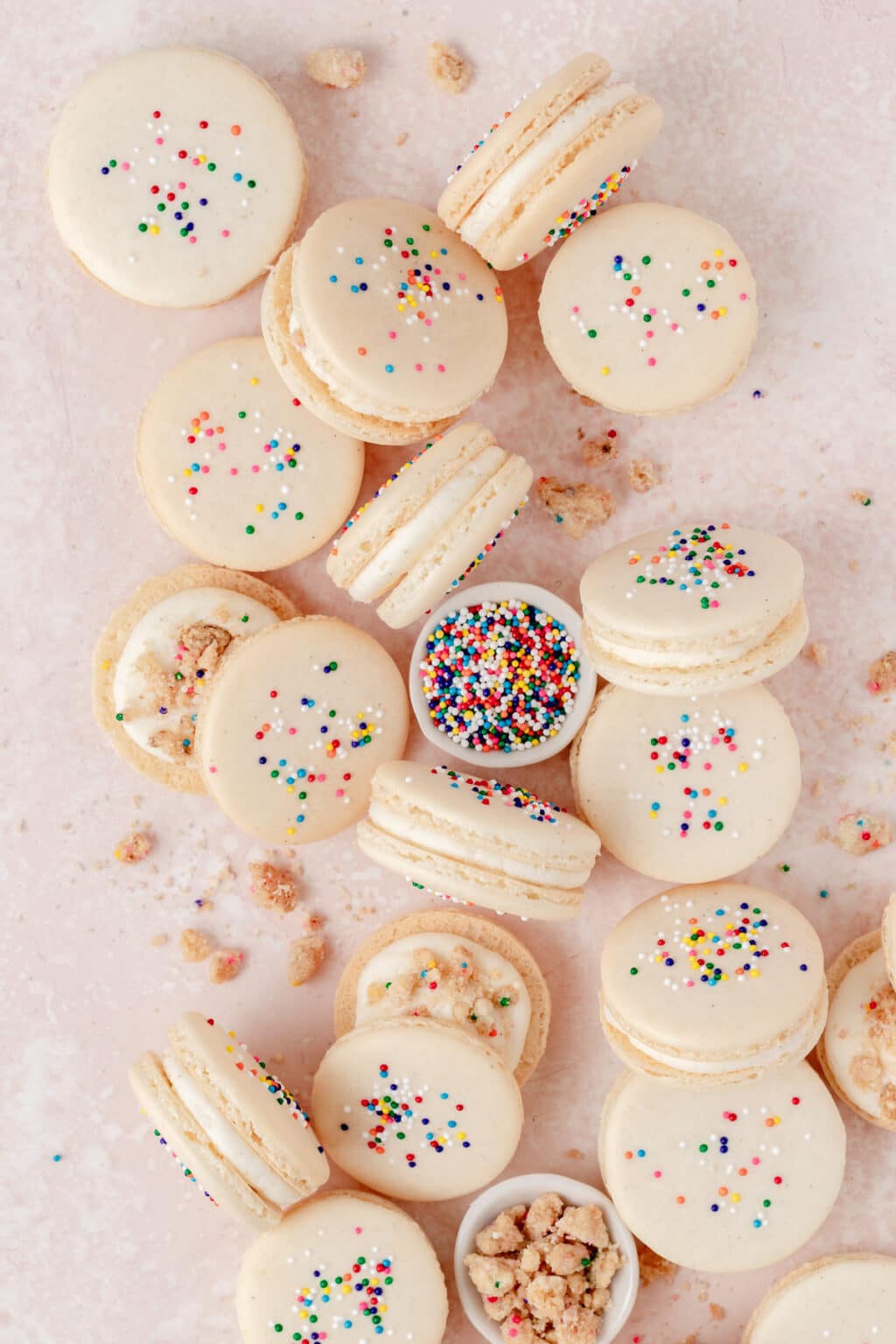 Birthday Cake Macarons with Cake Crumbs Recipe ~ Barley & Sage