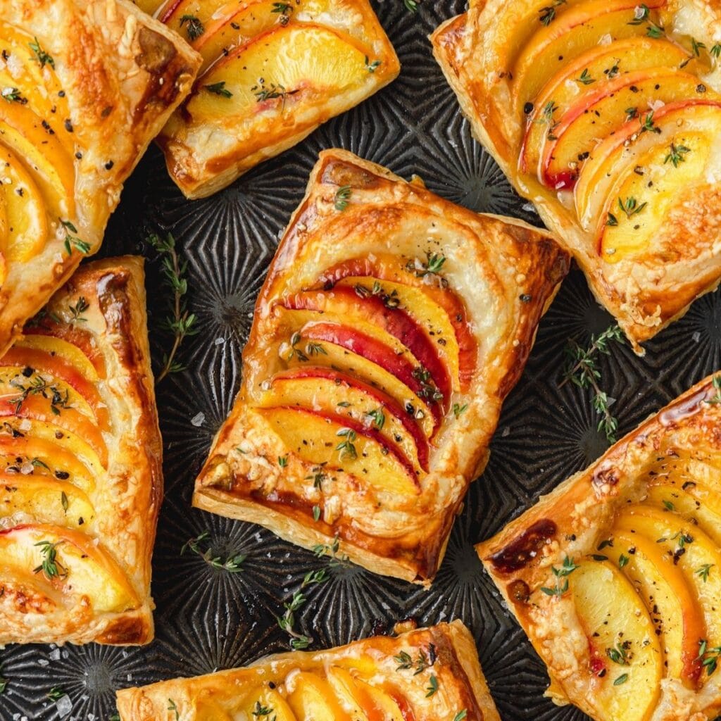 Peach and Thyme Tarts with Gruyere Recipe ~ Barley & Sage