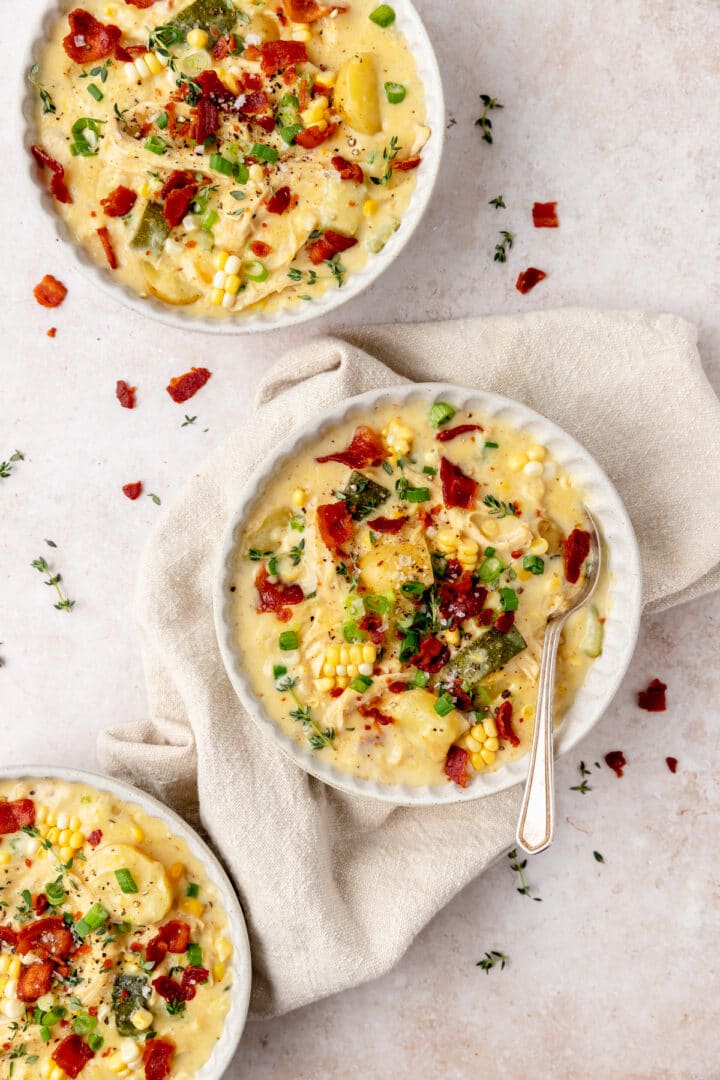 Creamy Chicken Corn Chowder with Bacon Recipe ~ Barley & Sage