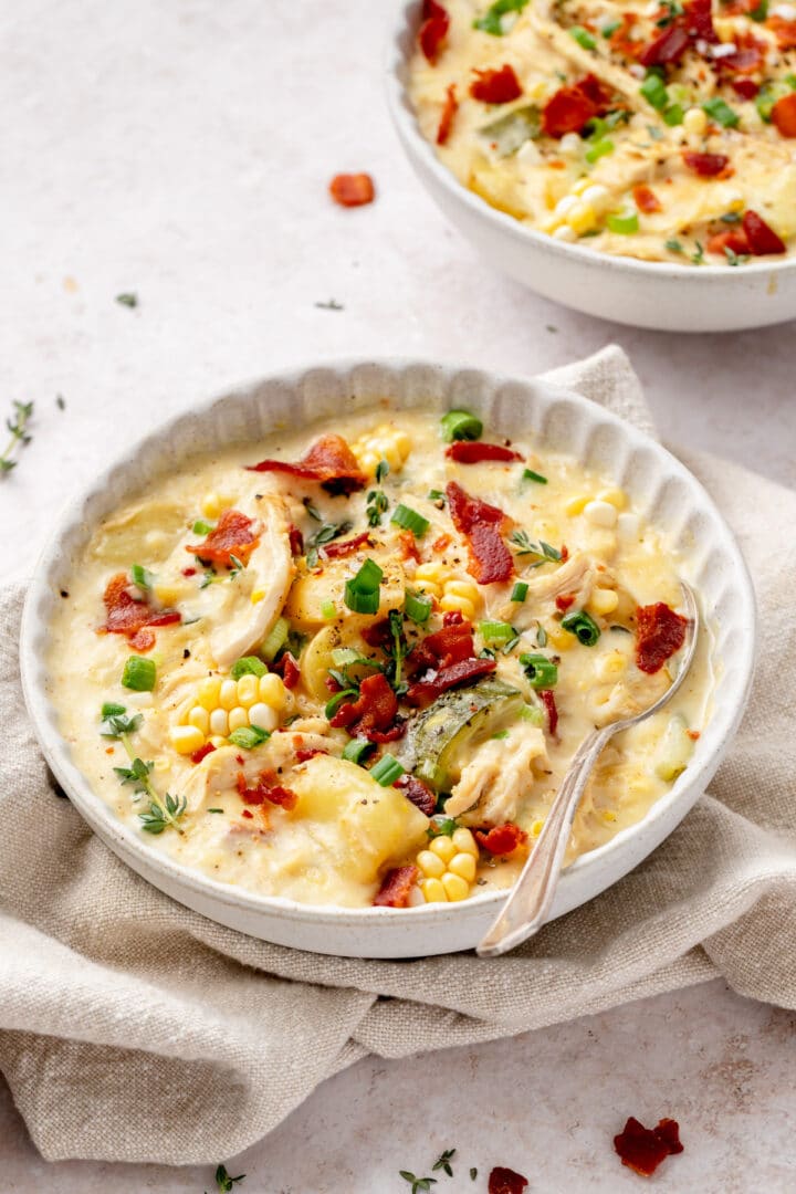 Creamy Chicken Corn Chowder with Bacon Recipe ~ Barley & Sage