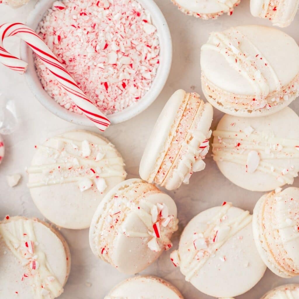 Peppermint Macarons with White Chocolate Ganache