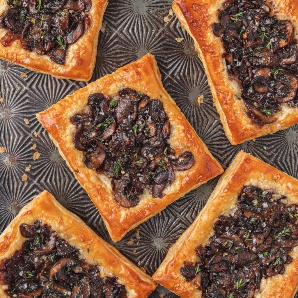 Caramelized Mushroom Puff Pastry Tarts with Gruyere ~ Barley & Sage