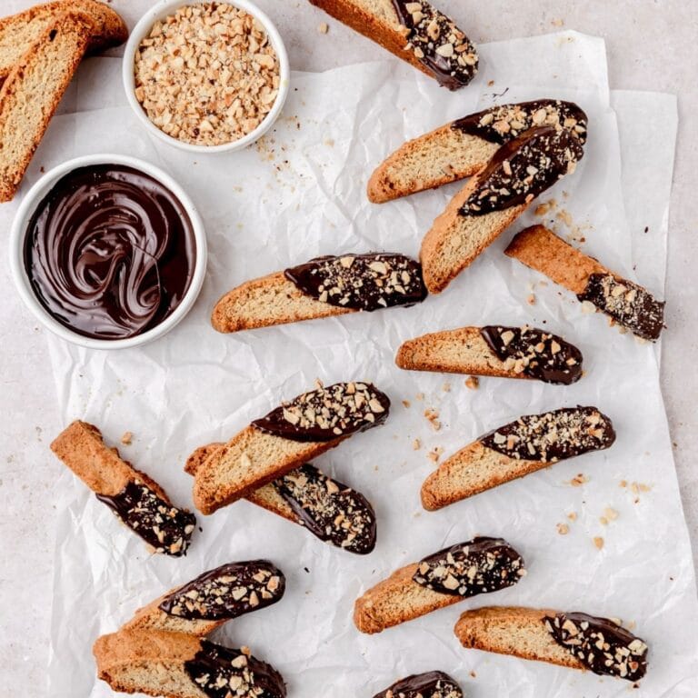 Dark Chocolate Dipped Hazelnut Biscotti Recipe ~ Barley & Sage