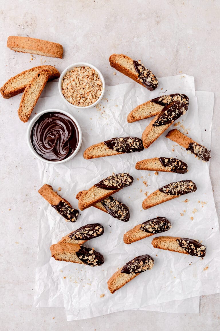 Dark Chocolate Dipped Hazelnut Biscotti Recipe ~ Barley & Sage