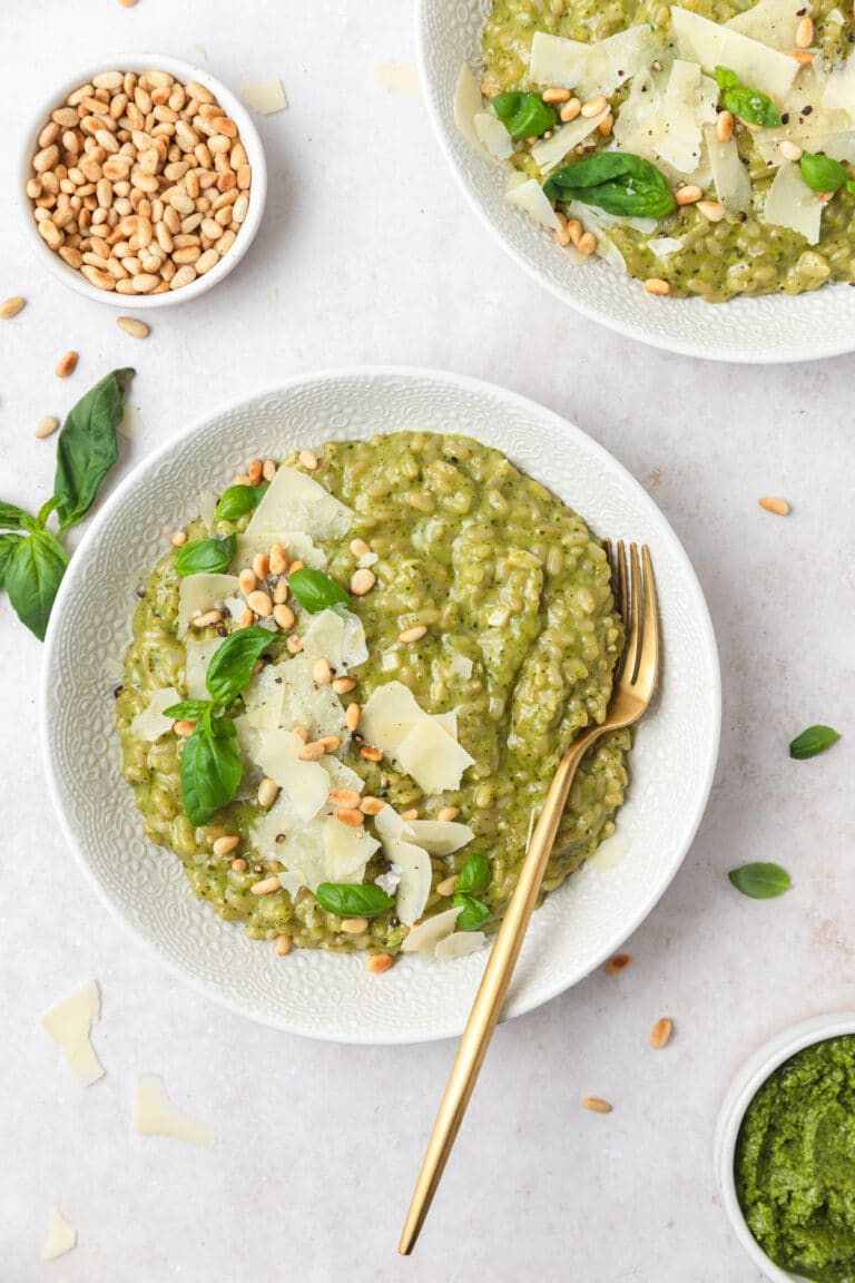 Pesto Risotto with Toasted Pine Nuts Recipe ~ Barley & Sage