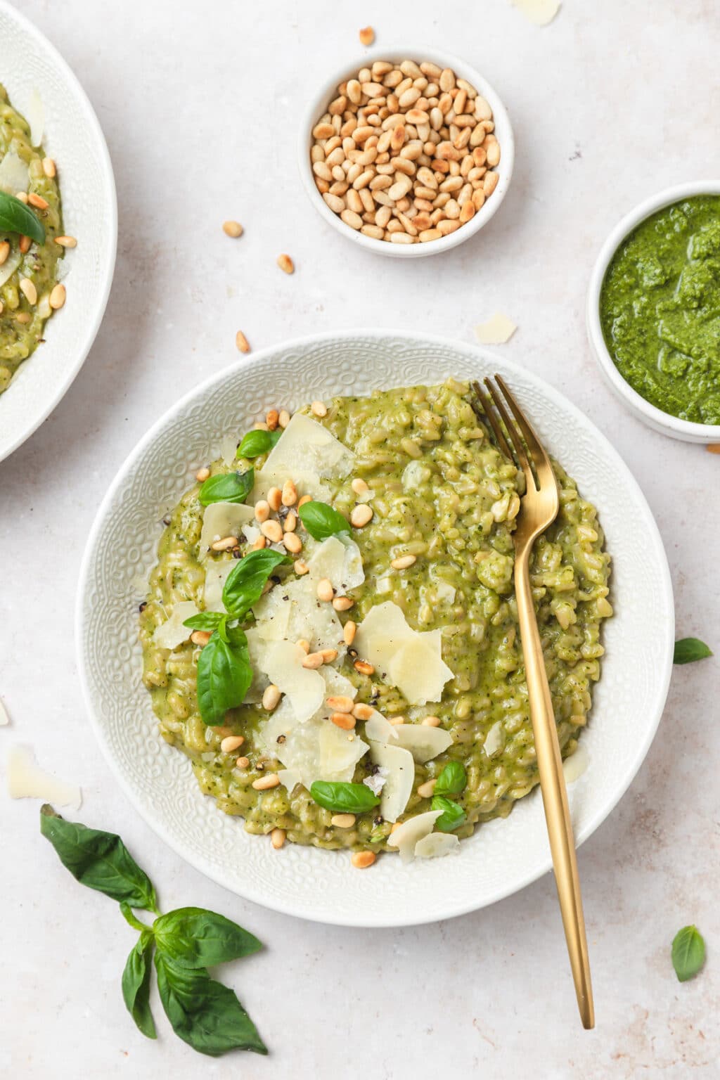 Pesto Risotto with Toasted Pine Nuts Recipe ~ Barley & Sage