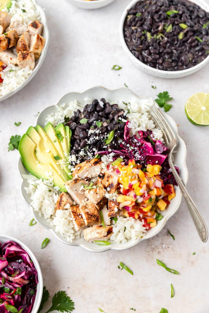 Grilled Chicken Burrito Bowls with Cilantro Lime Rice