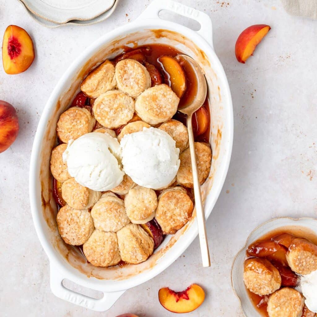 Peach Cobbler with Biscuit Topping ~ Barley & Sage