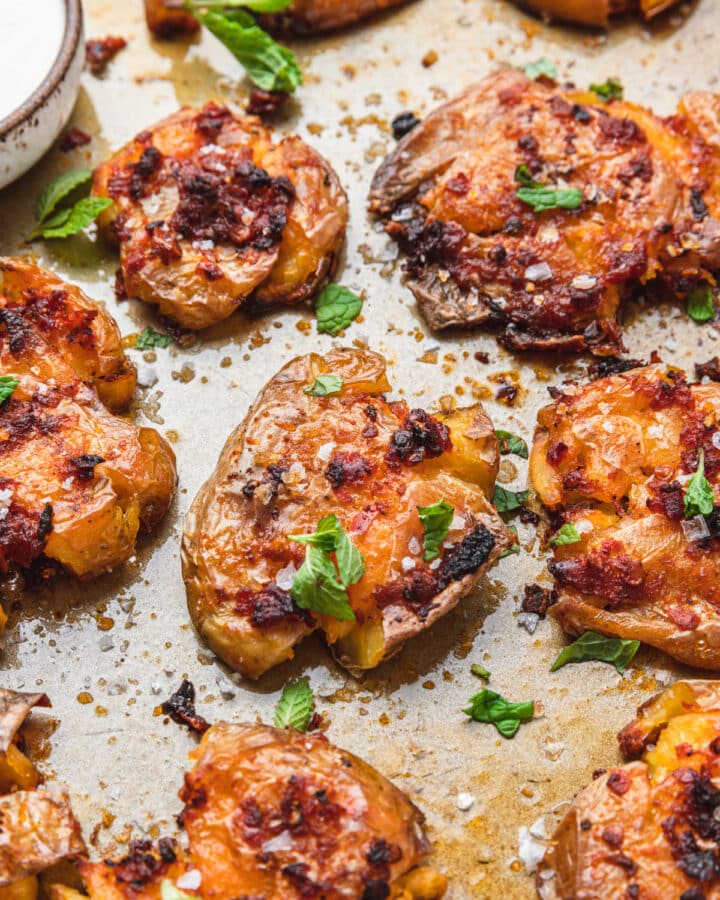 Smashed Harissa Potatoes ~ Barley & Sage