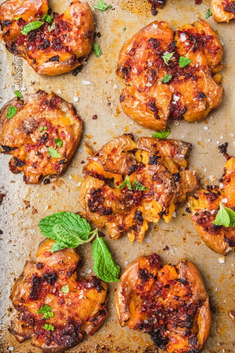 Smashed Harissa Potatoes ~ Barley & Sage