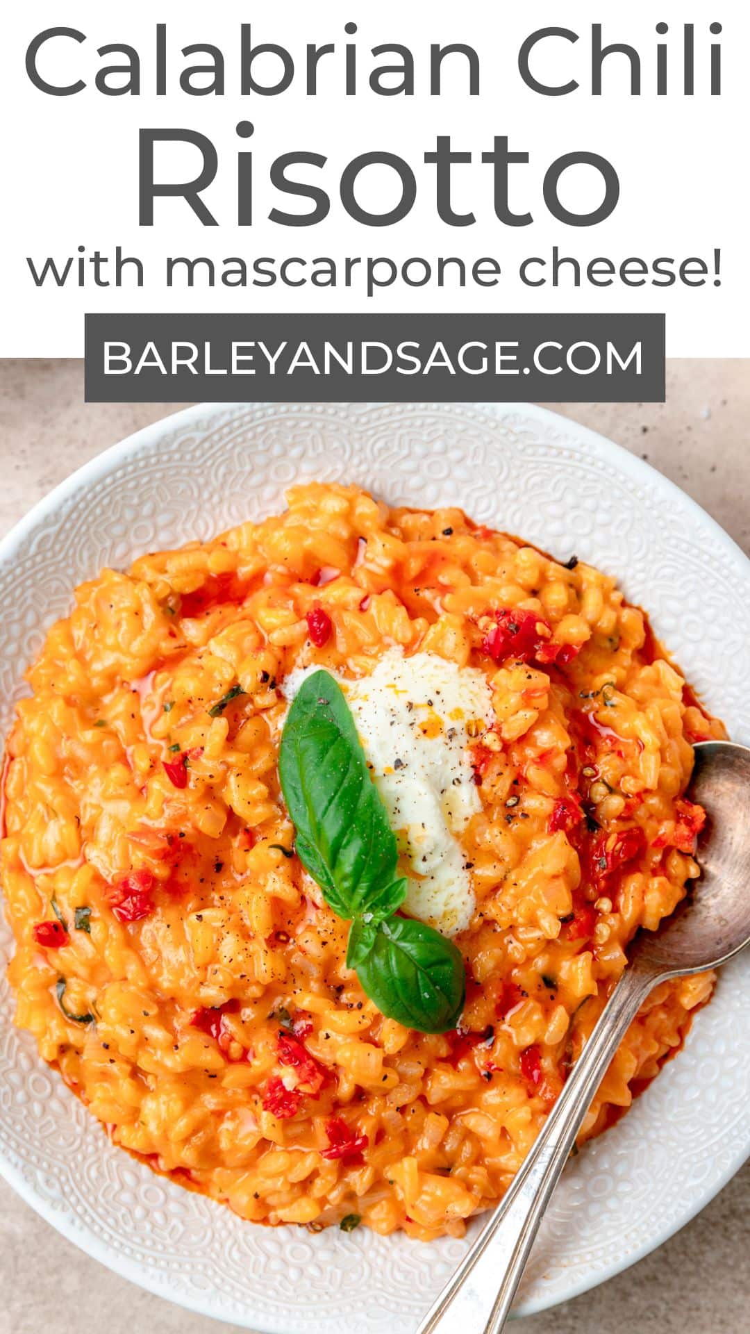 Calabrian Chili Risotto with Mascarpone Cheese ~ Barley & Sage