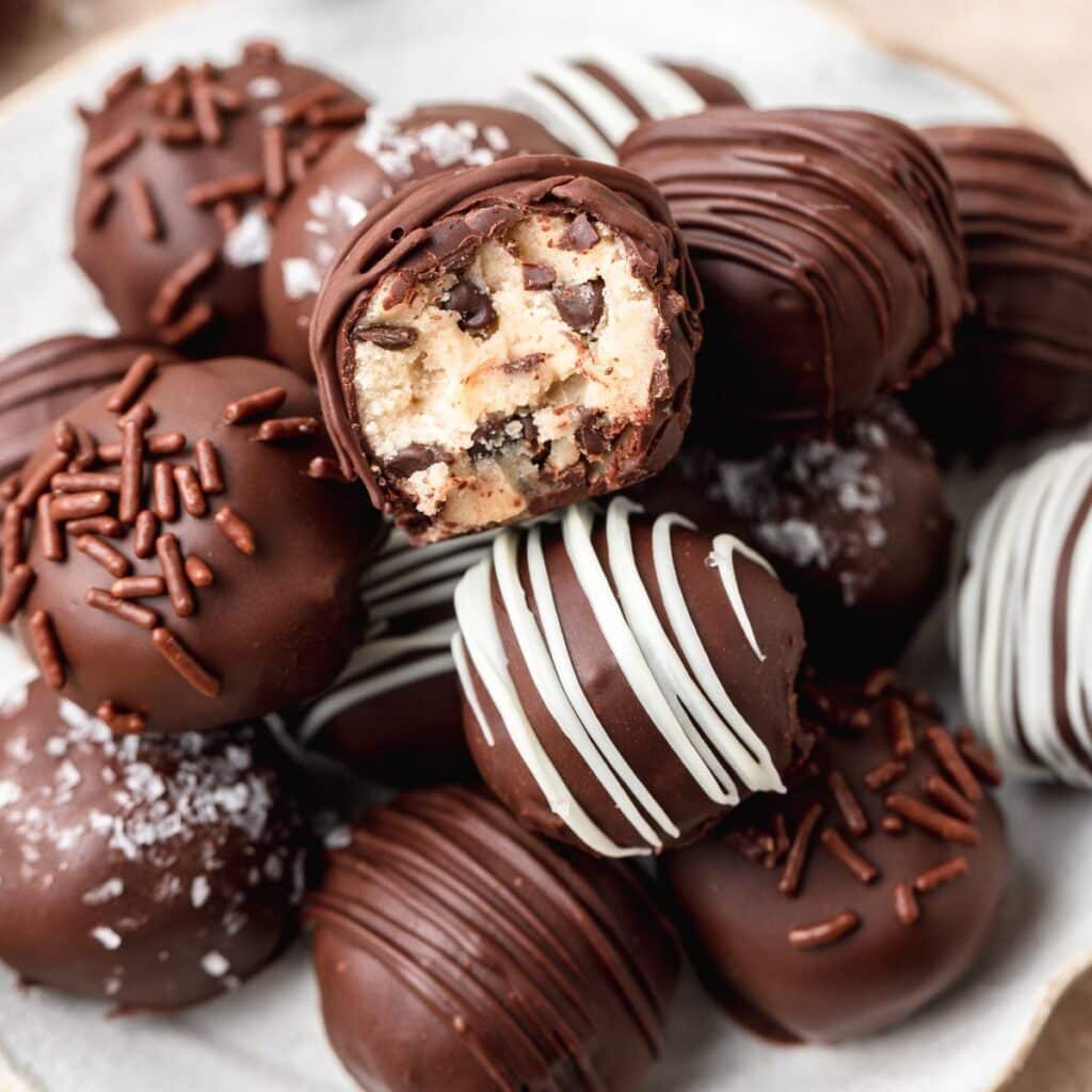 Chocolate Covered Cookie Dough Bites ~ Barley & Sage
