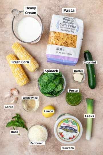 Creamy Summer Pasta with Fresh Corn, Zucchini, & Burrata