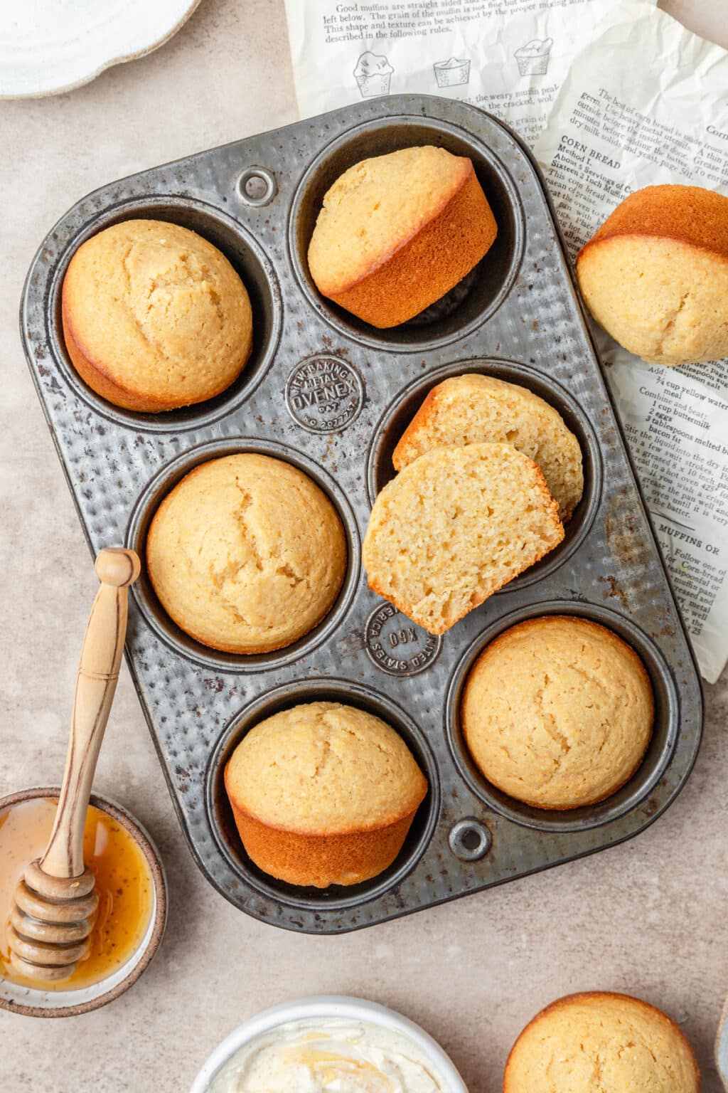 Brown Butter Honey Cornbread Muffins ~ Barley & Sage
