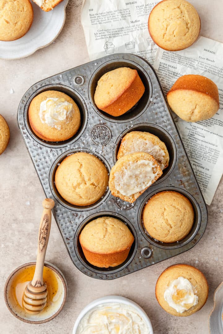Brown Butter Honey Cornbread Muffins ~ Barley & Sage
