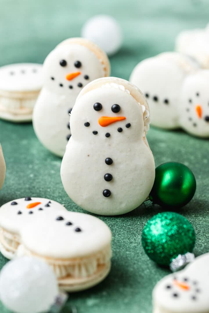 Snowman Macarons with Eggnog Buttercream ~ Barley & Sage