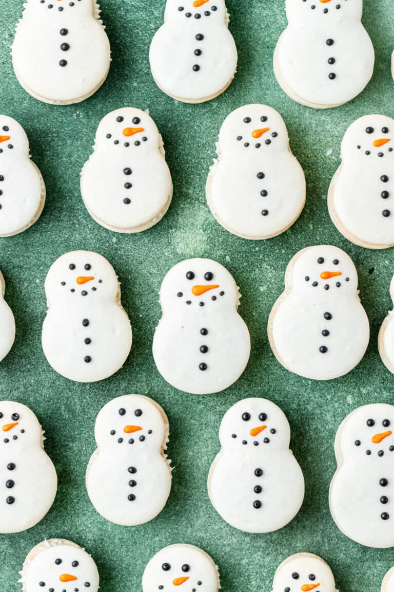 Snowman Macarons with Eggnog Buttercream ~ Barley & Sage