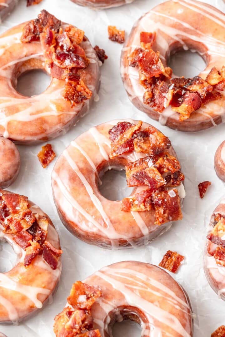 Fried Maple Bacon Donuts ~ Barley & Sage