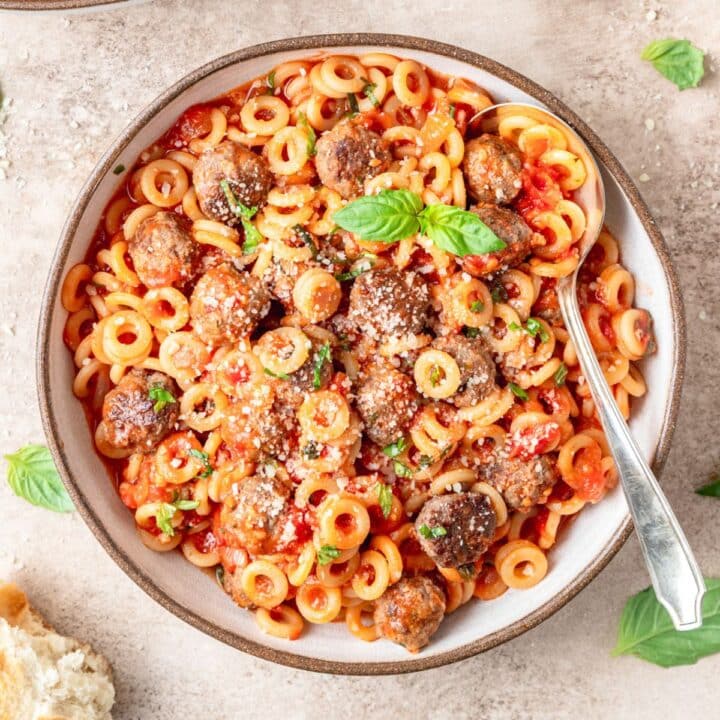 Homemade Spaghetti O's with Mini Meatballs ~ Barley & Sage