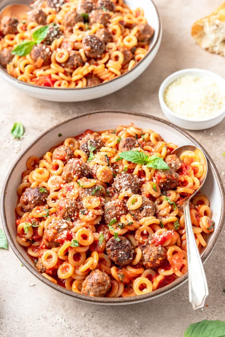 Homemade Spaghetti O's with Mini Meatballs ~ Barley & Sage