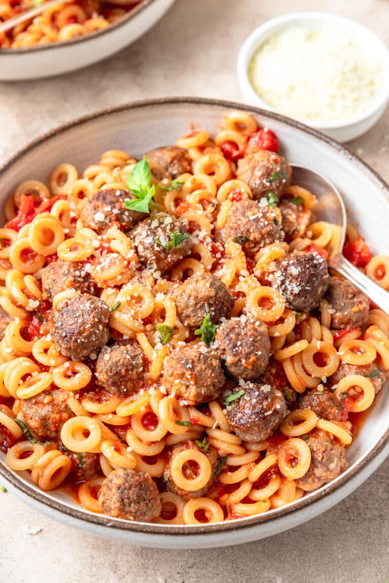 Homemade Spaghetti O's with Mini Meatballs ~ Barley & Sage