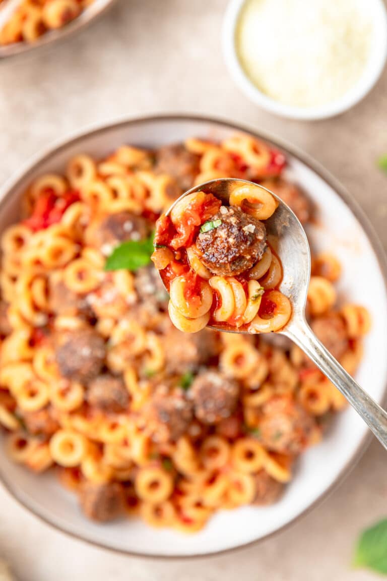 Homemade Spaghetti O's with Mini Meatballs ~ Barley & Sage