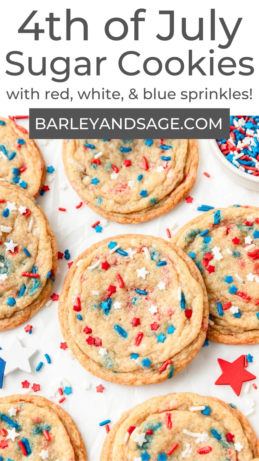 4th of July Sugar Cookies with Sprinkles ~ Barley & Sage