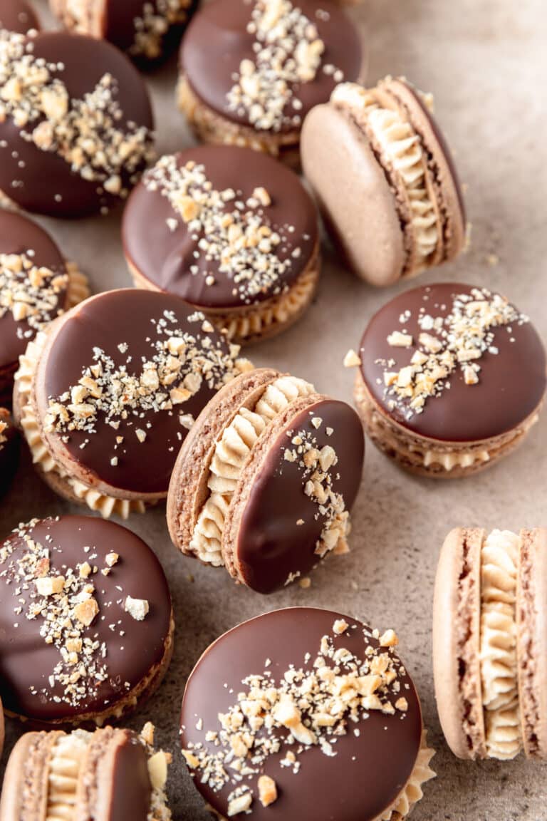 Dark Chocolate Peanut Butter Macarons Recipe ~ Barley & Sage