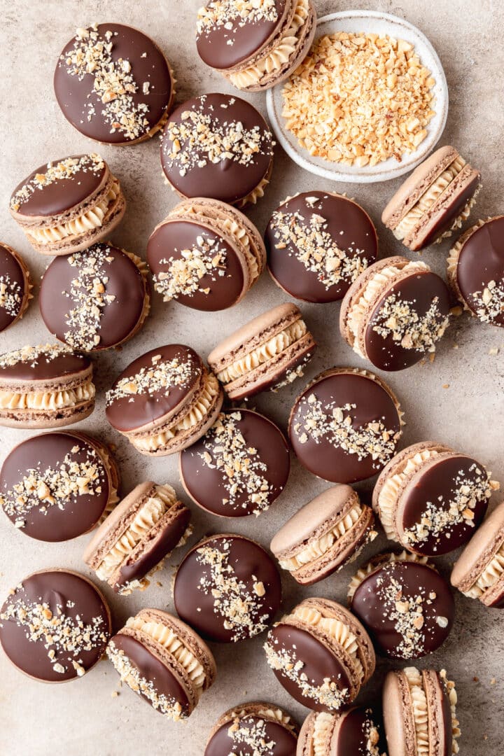 Dark Chocolate Peanut Butter Macarons Recipe ~ Barley & Sage