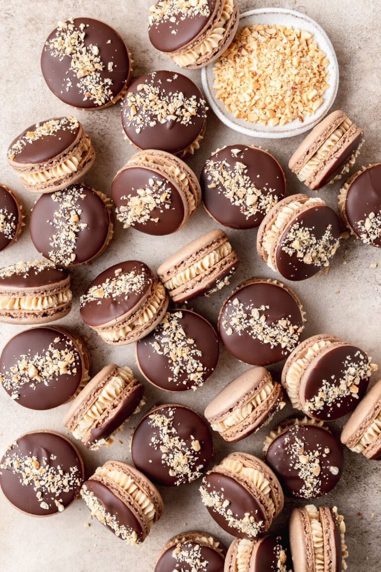 Dark Chocolate Peanut Butter Macarons Recipe ~ Barley & Sage