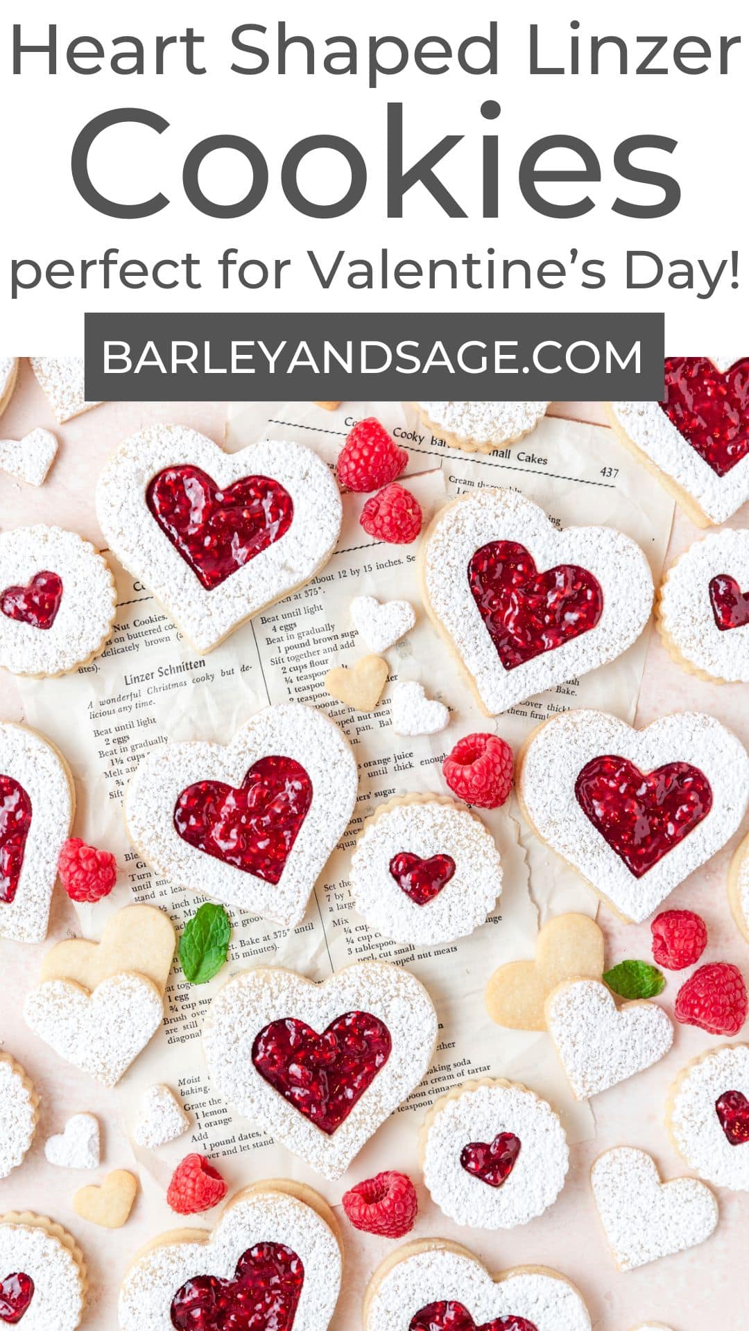 Heart Shaped Raspberry Linzer Cookies Recipe ~ Barley & Sage