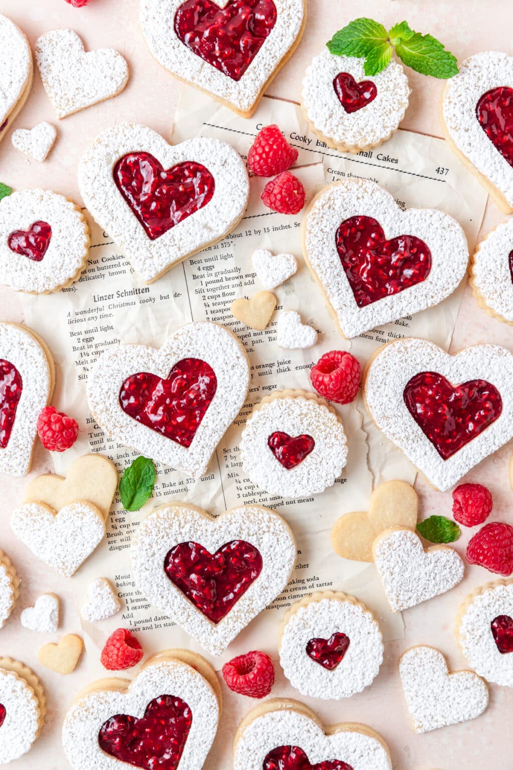 Heart Shaped Raspberry Linzer Cookies Recipe ~ Barley & Sage