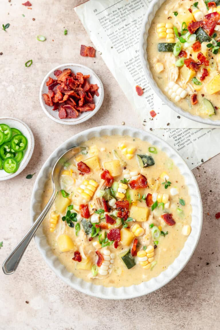 Creamy Chicken Corn Chowder with Bacon Recipe ~ Barley & Sage